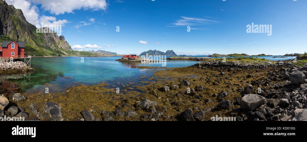 panoramic view of the coast and the islands at Svolvaer in the Lofoten ...