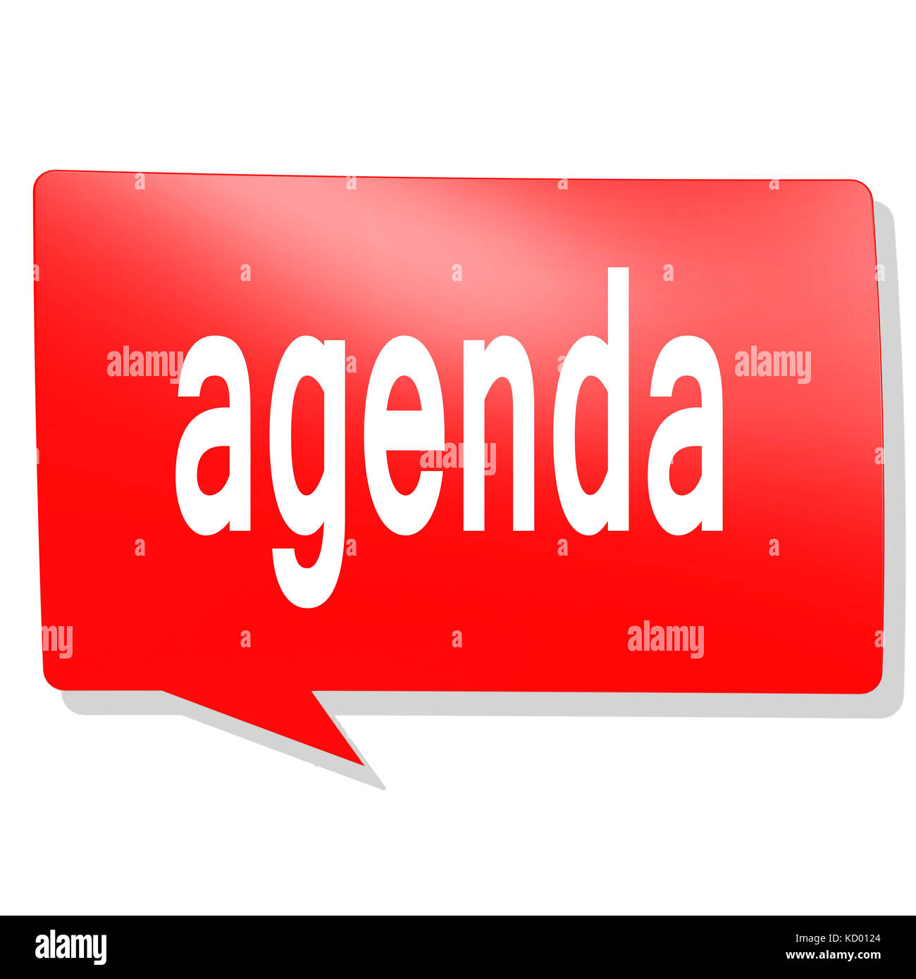 Agenda word on red speech bubble image with hi-res rendered artwork ...