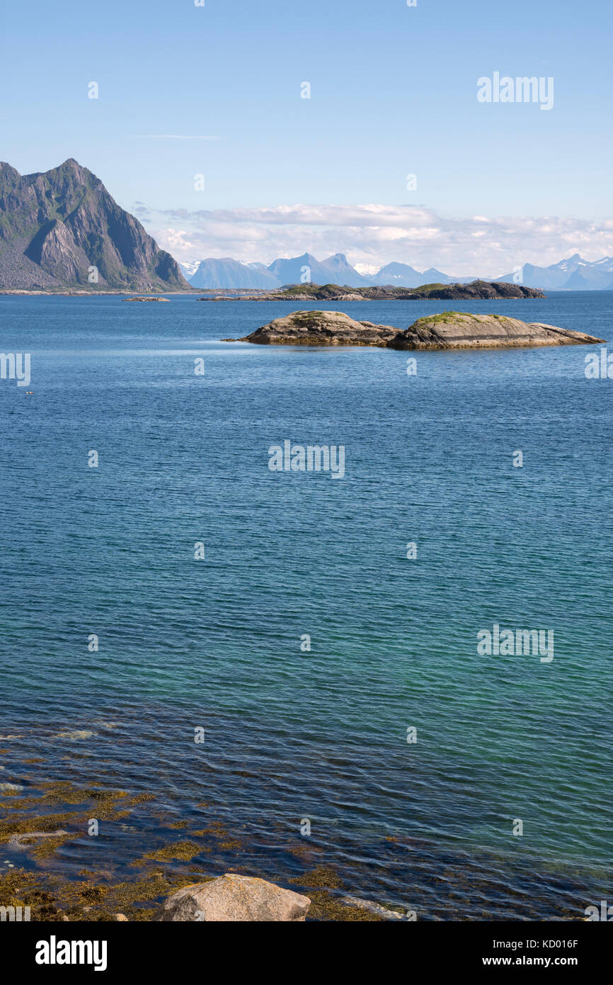 panoramic view of the coast and the islands at Svolvaer in the Lofoten ...