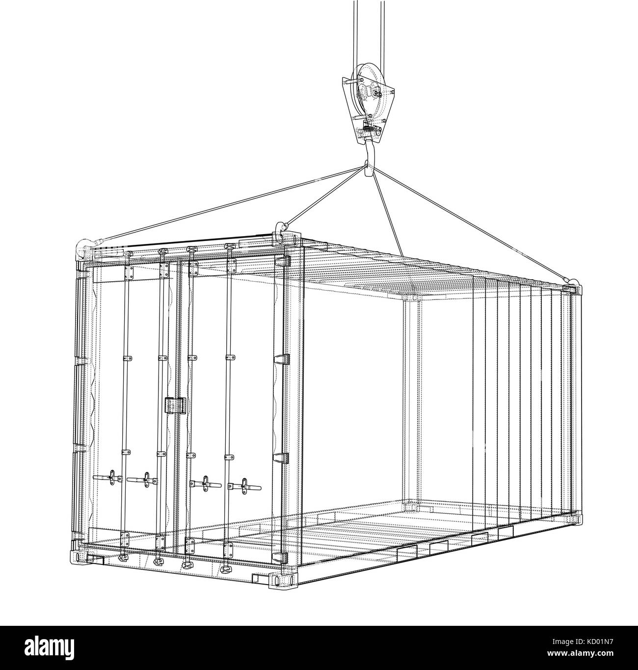 Cargo container. Wire-frame style Stock Vector Image & Art - Alamy