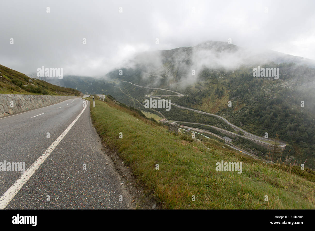 Grimsel Pass, Switzerland. Picturesque cloudy view of the Grimsel Pass ...