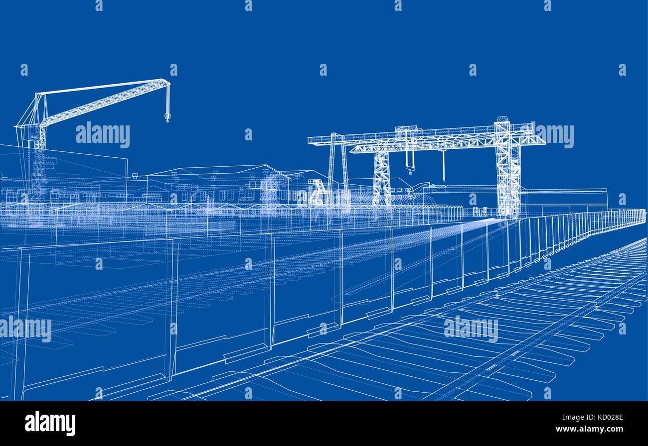 Industrial zone with buildings and cranes Stock Vector Image & Art - Alamy