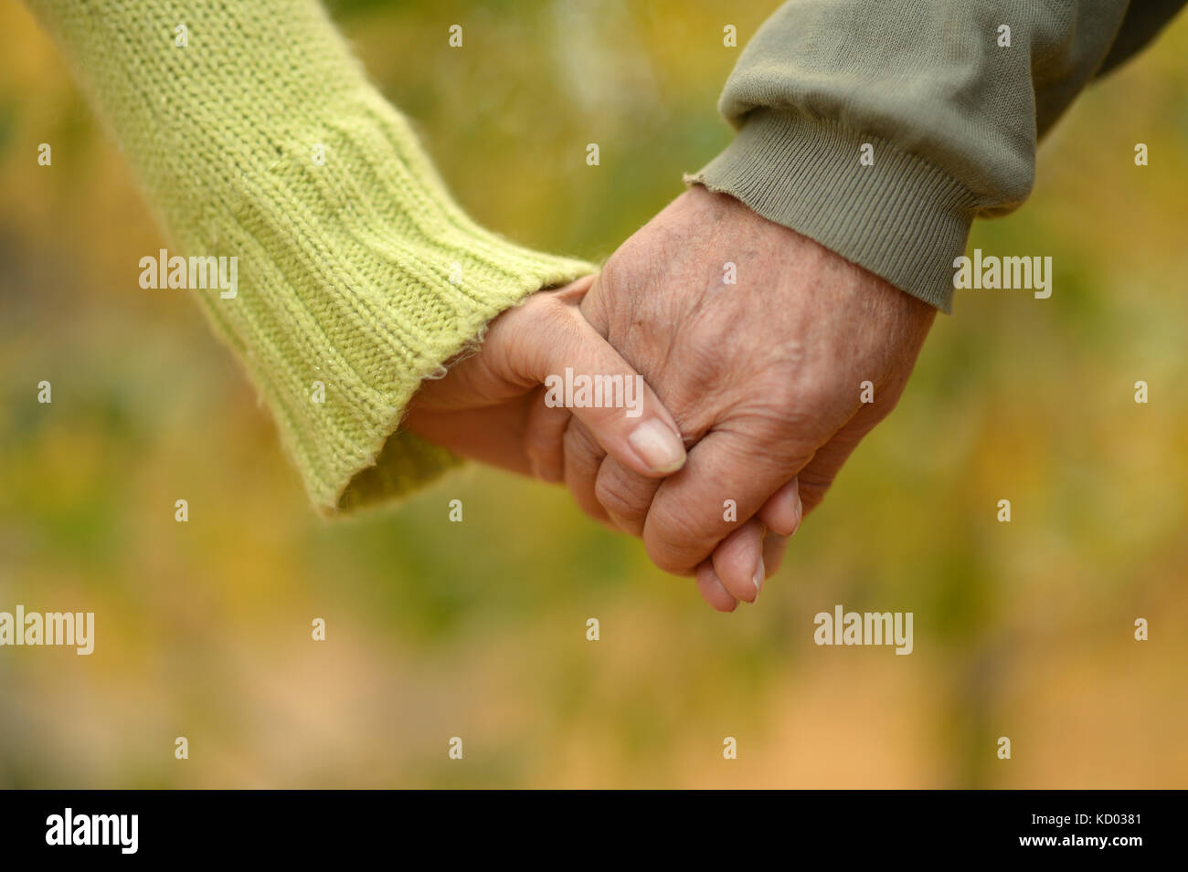 Elderly couple holding hands Stock Photo - Alamy