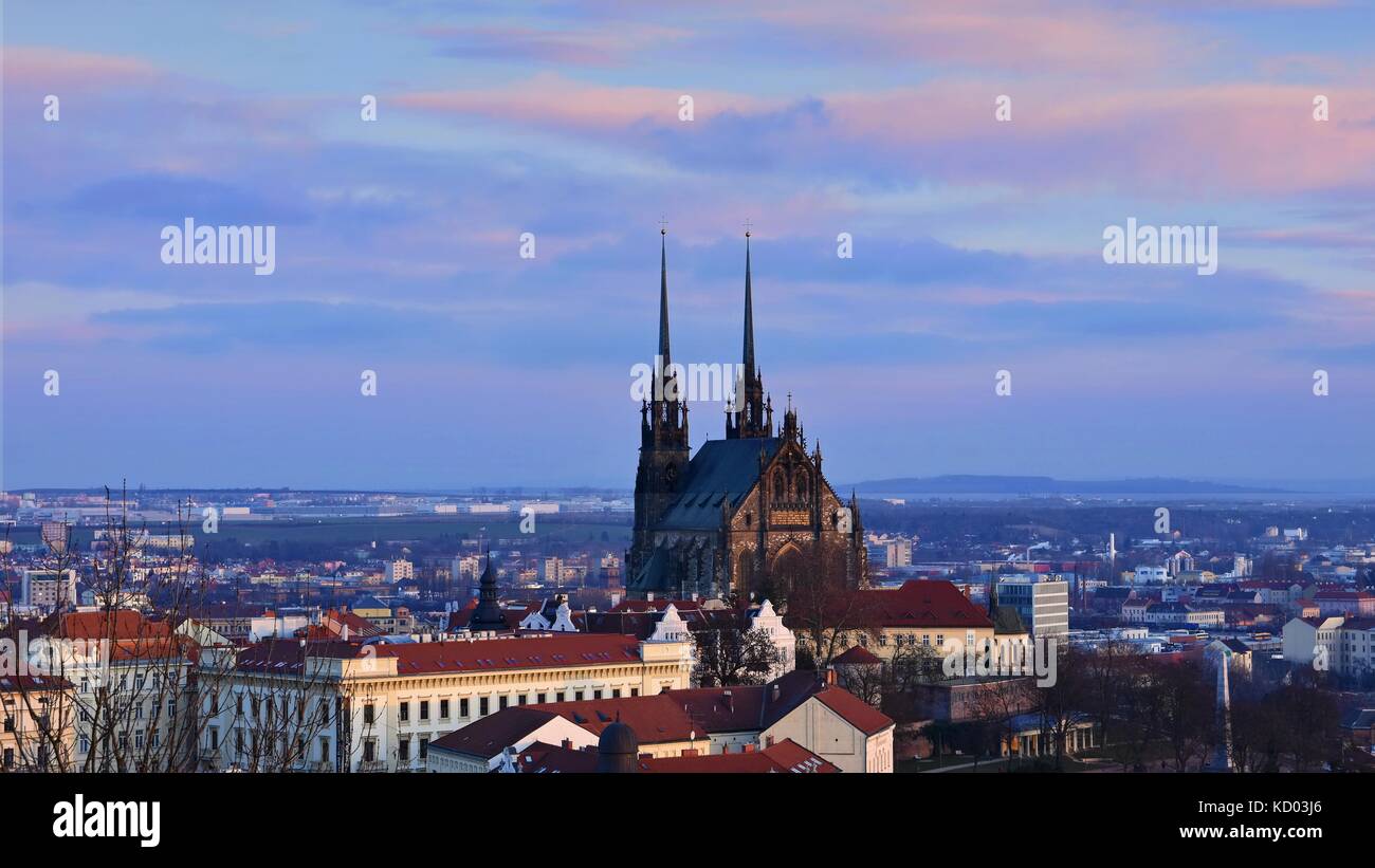 The city of Brno, Czech Republic-Europe. Top view of the city with ...