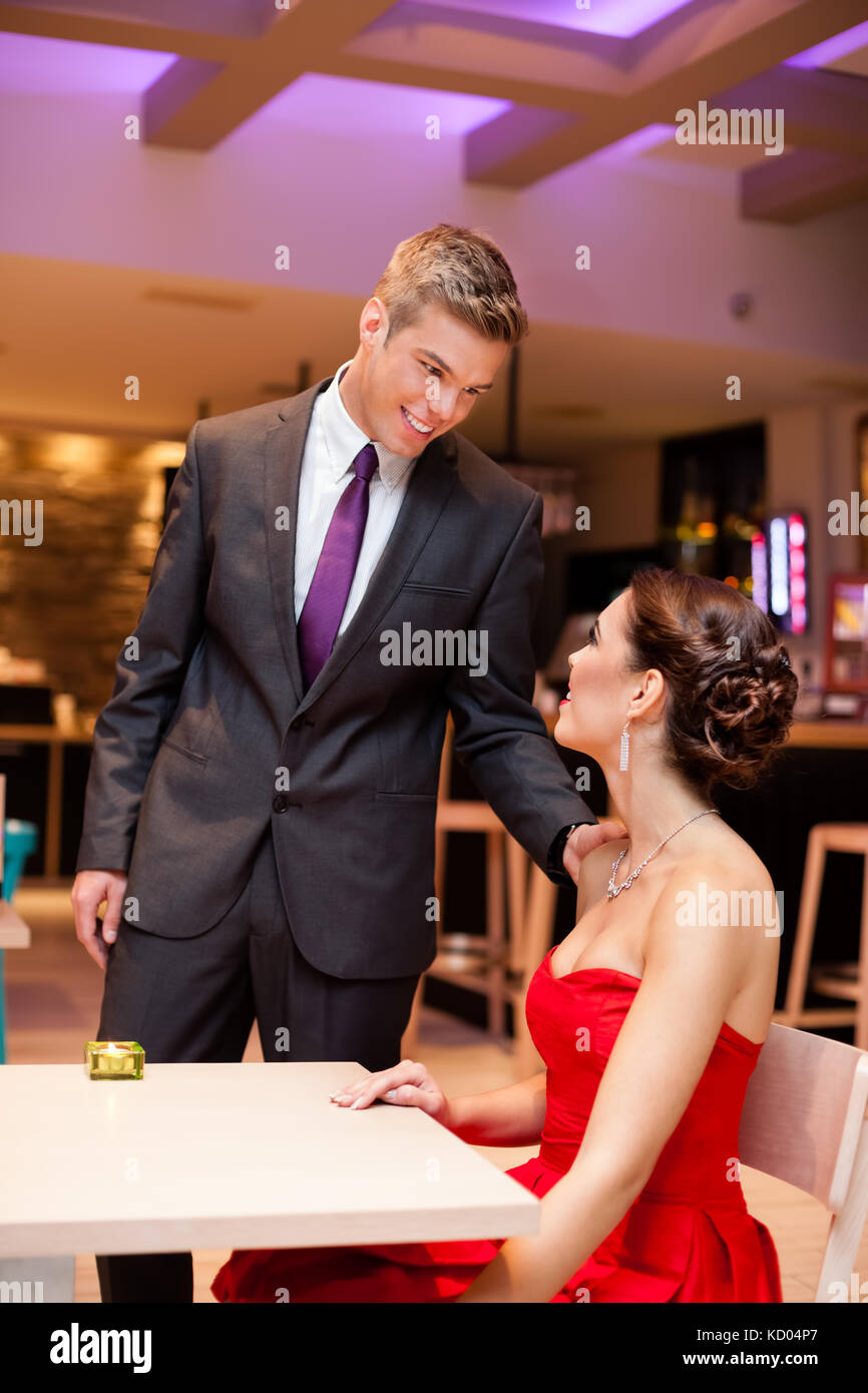 young couple occupies place in a restaurant Stock Photo - Alamy