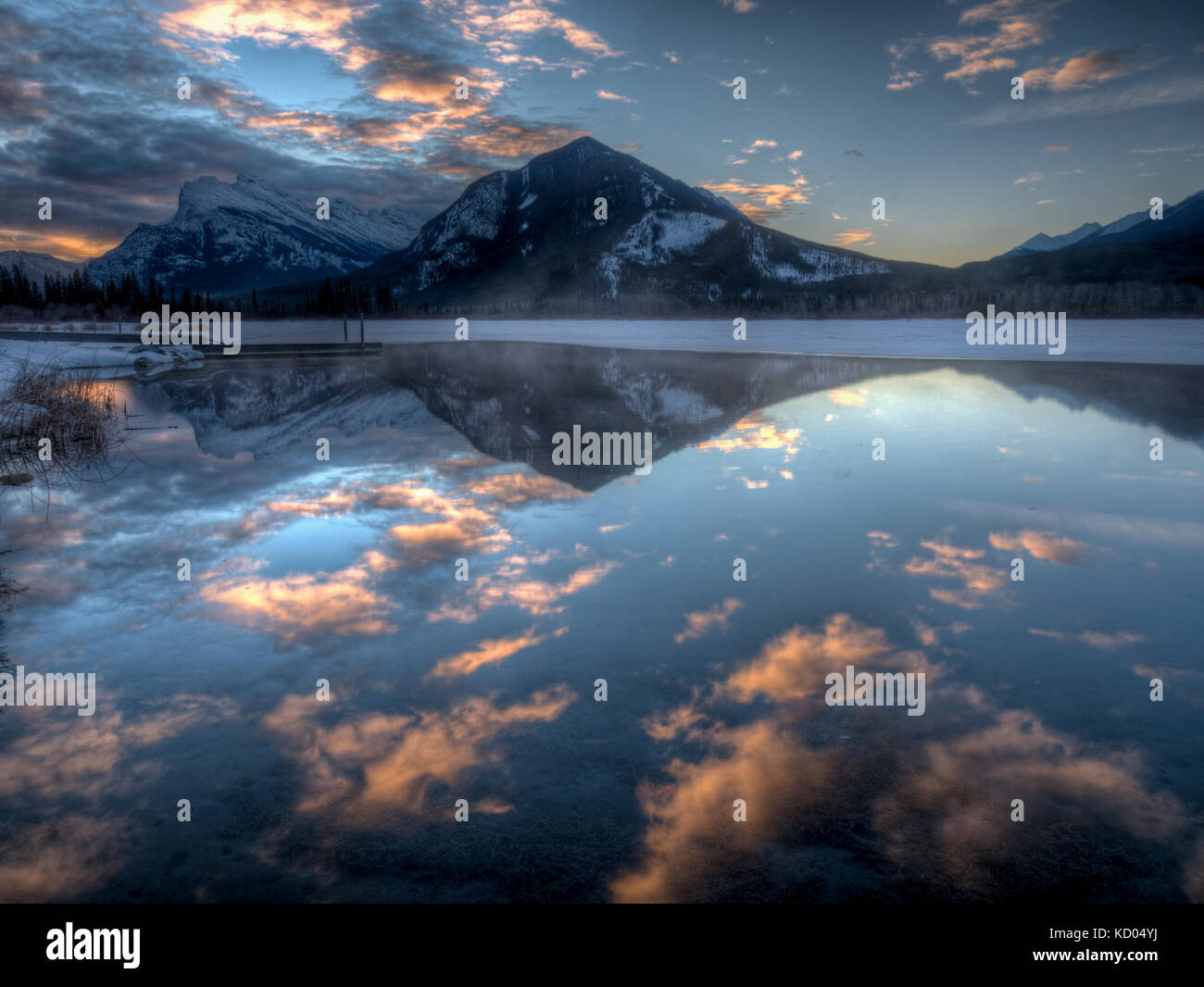 Mt Rundle reflected in Vermillion Lake Banff National Park, Alberta ...