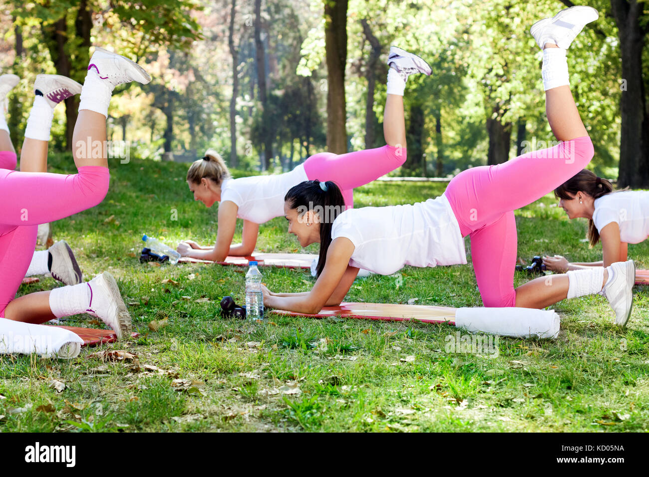 Large group people doing stretching hi-res stock photography and images ...