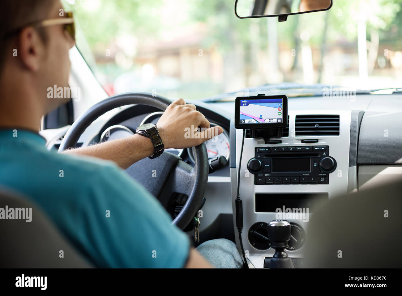 GPS navigation in interior of luxury car Stock Photo - Alamy