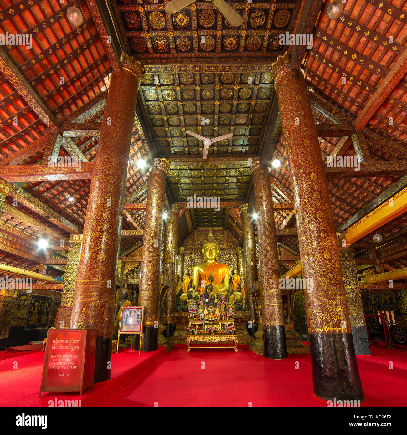 Inside of Wat Xieng Thong temple, Luang Prabang, Laos Stock Photo - Alamy
