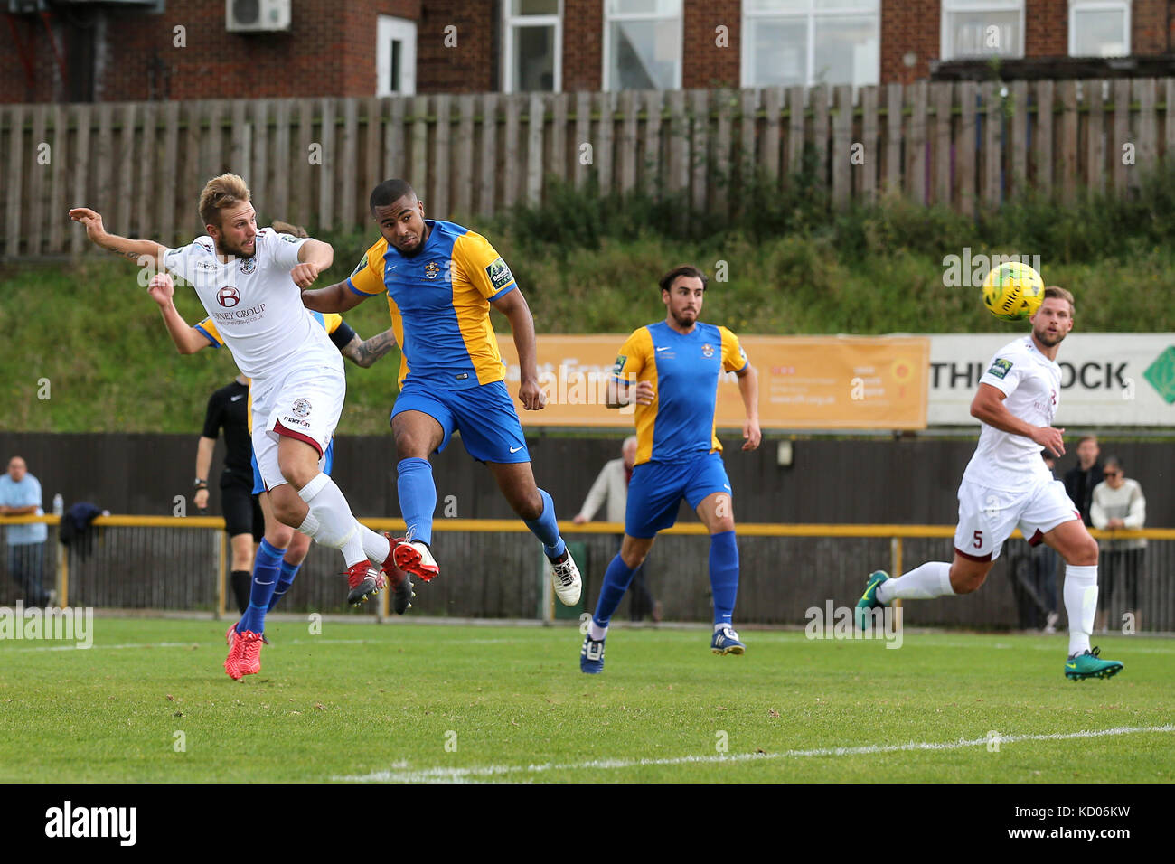 Sam Adams of Hastings scores the first goal for his team and celebrates ...