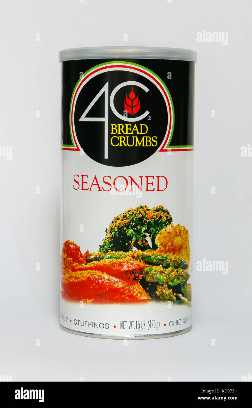 Package of bread crumbs stands against white background Stock Photo - Alamy