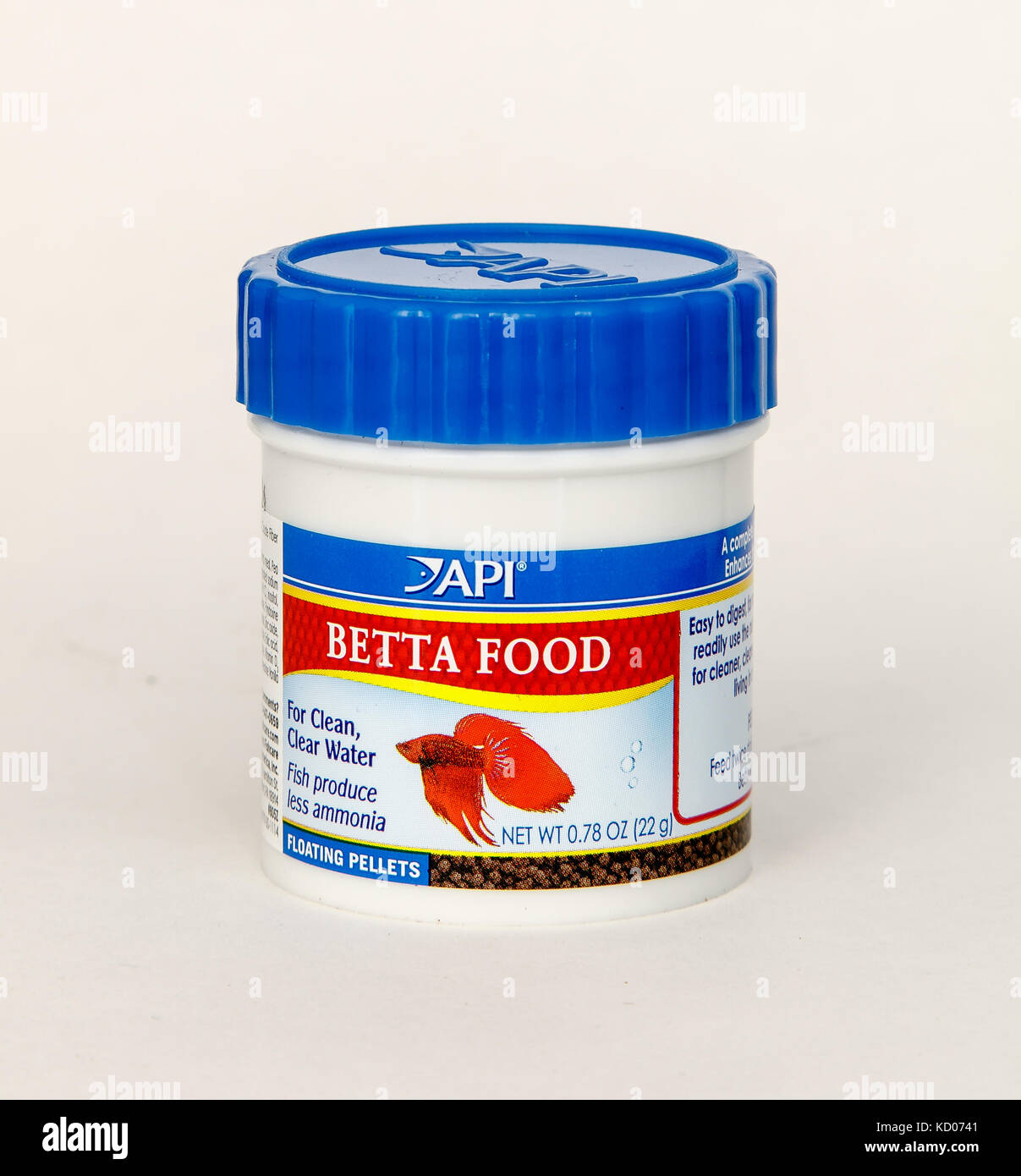 Bottle of Betta fish food stands against white background Stock Photo ...