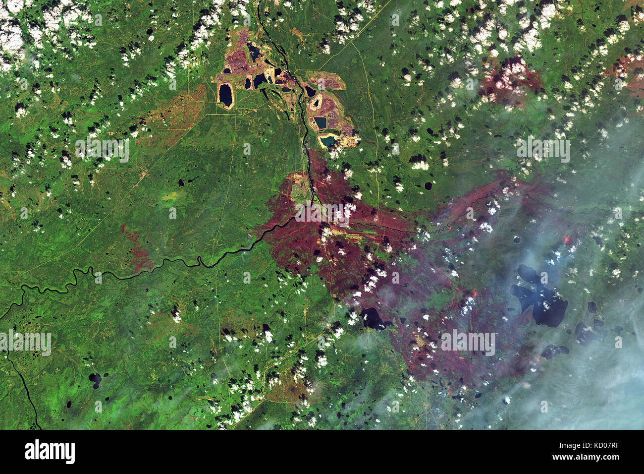 Satellite image of Fort McMurray Burn Scar, Alberta, Canada Stock Photo ...