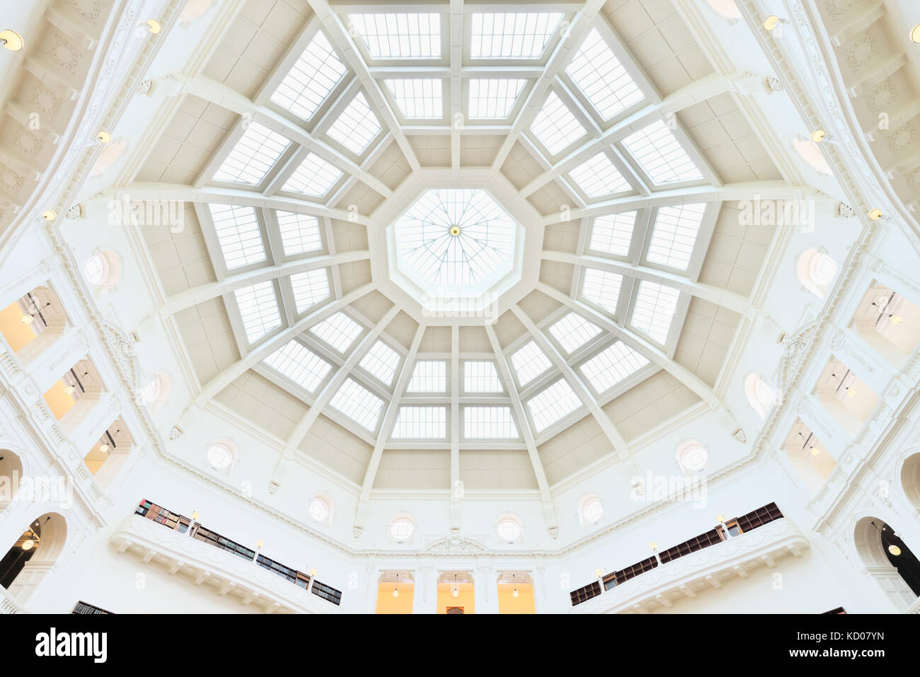 Australia Melbourne: In the State Library of Victoria, looking up at ...