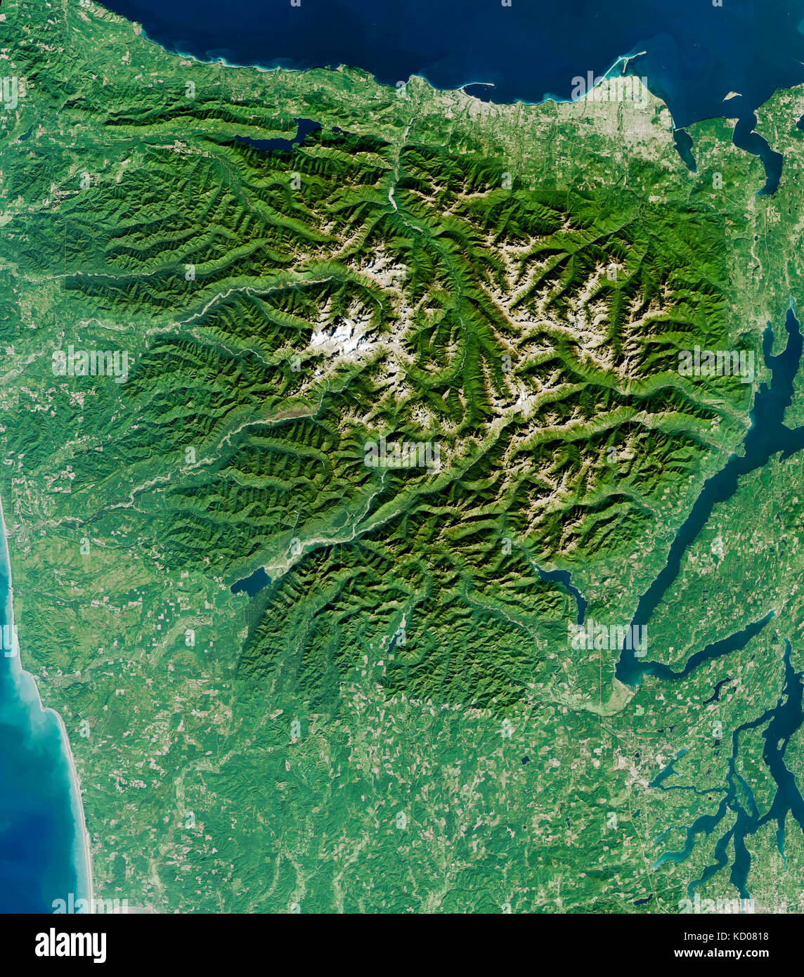 Satellite image of Olympic National Park, Washington State, USA Stock ...