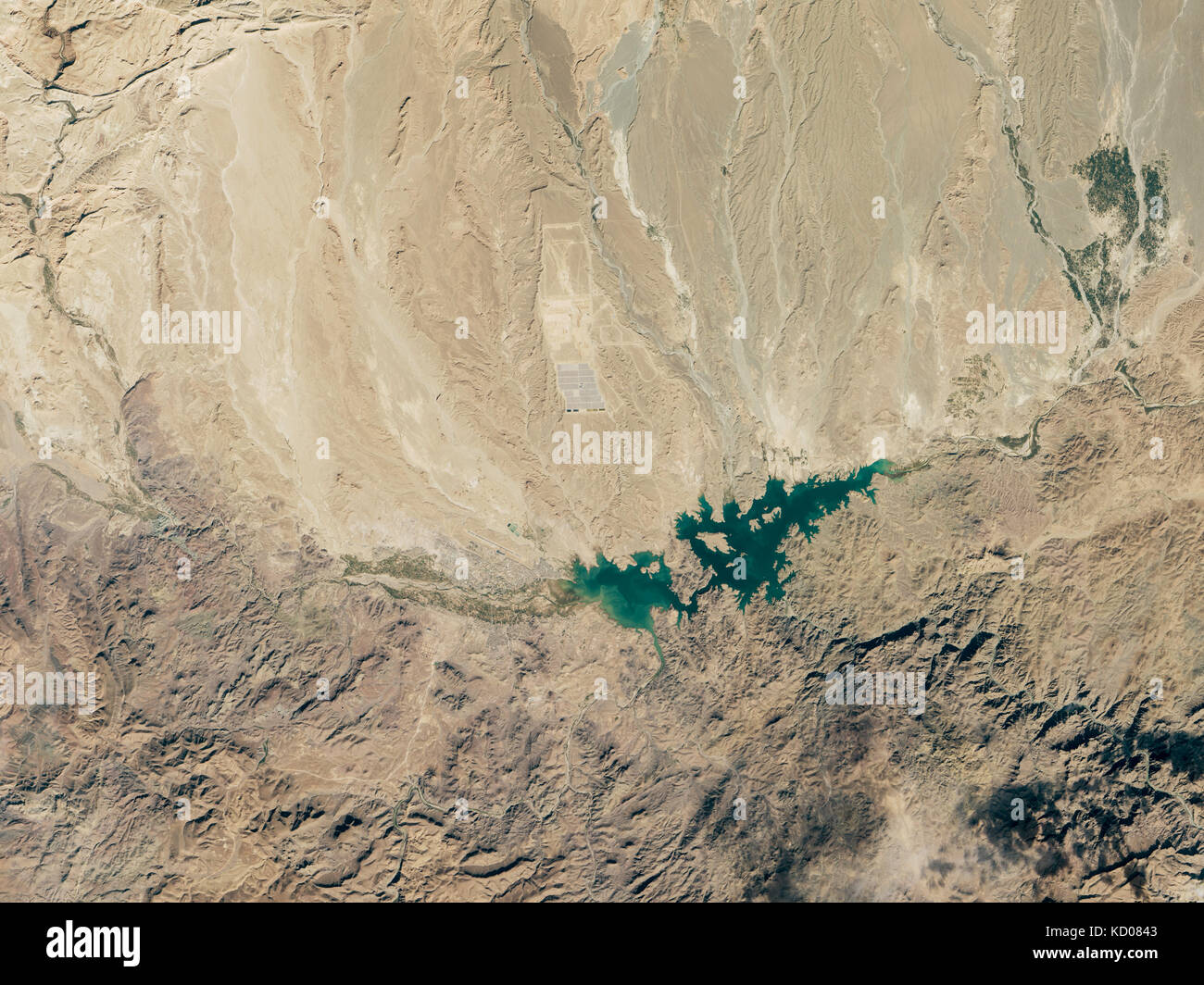 Satellite image of the Noor 1 solar complex in the Moroccan town of ...
