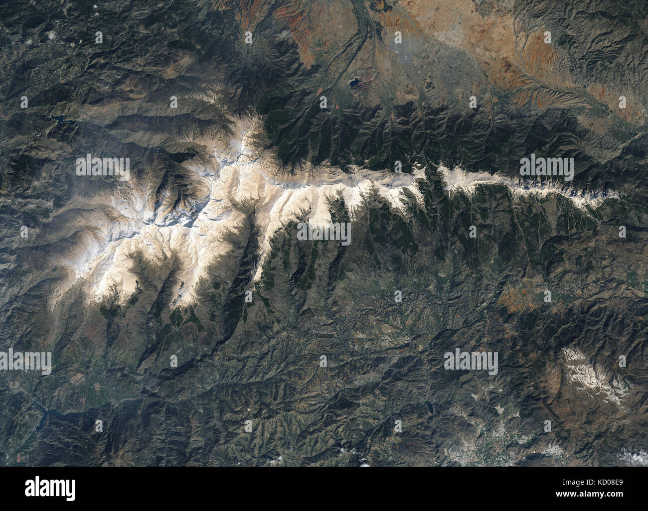 satellite image of Saharan dust and sand covering Spain's SIerra Nevada ...