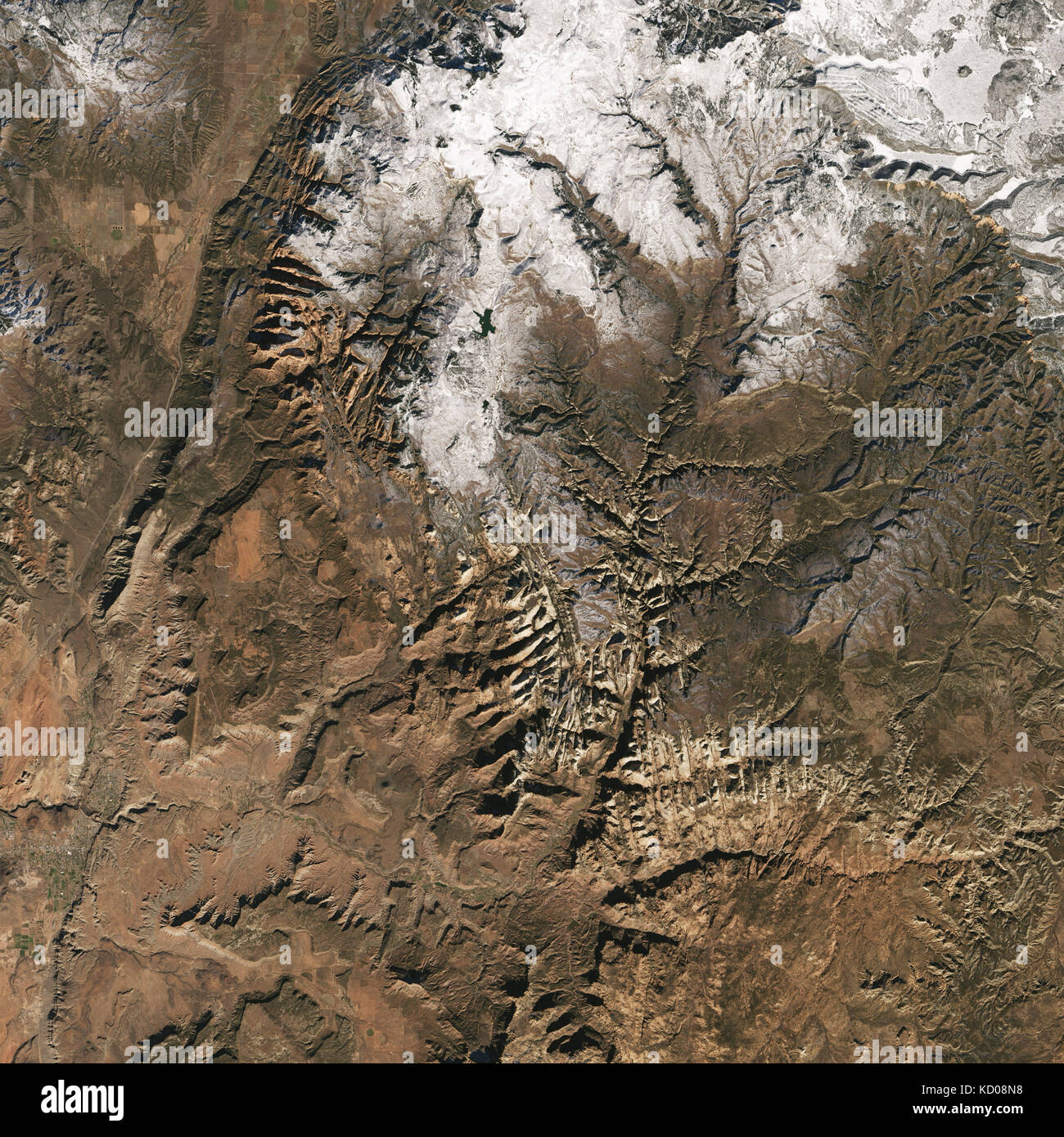 Satellite image of Zion National Park in winter, Utah, USA Stock Photo ...