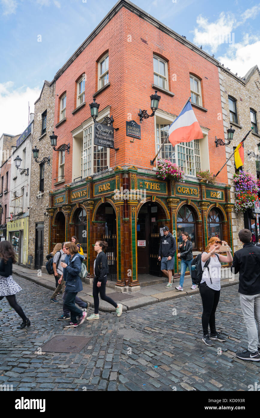 DUBLIN, IRELAND - AUGUST 10, 2017; Tourists wander the streets of ...