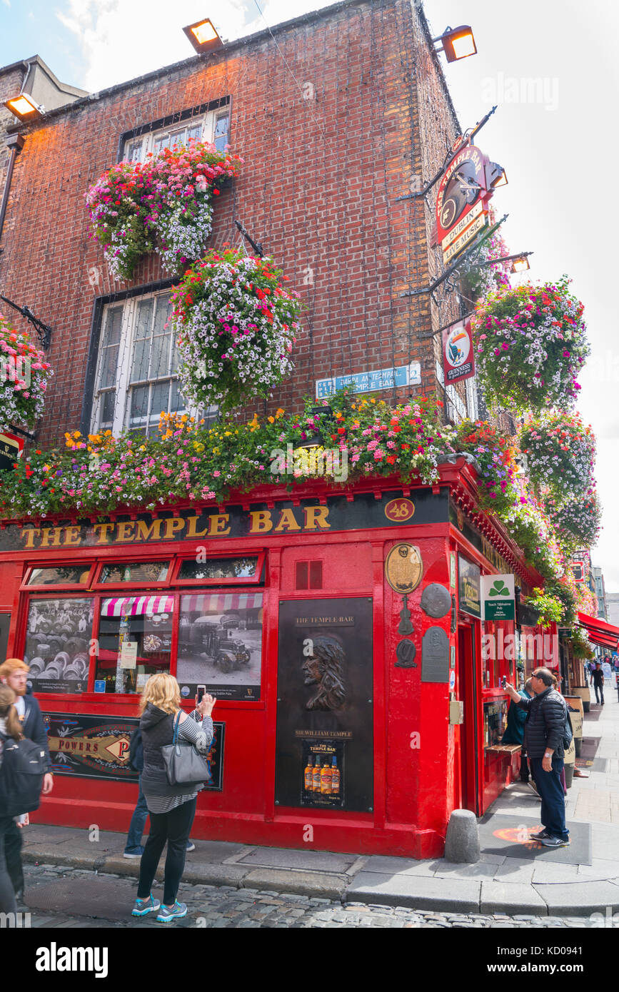 DUBLIN, IRELAND - AUGUST 10, 2017; Tourists wander the streets of ...