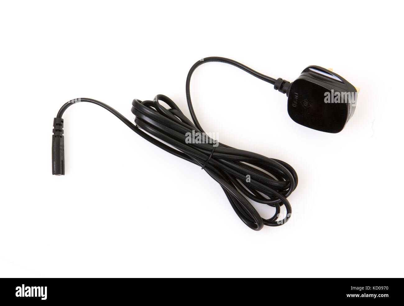 3 amp power lead on a white background Stock Photo - Alamy