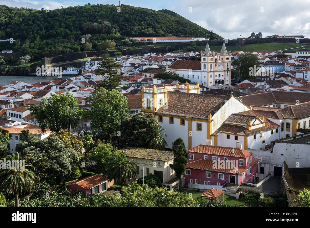 View from the Alto da Memoria to the old town of Angra do Heroismo ...