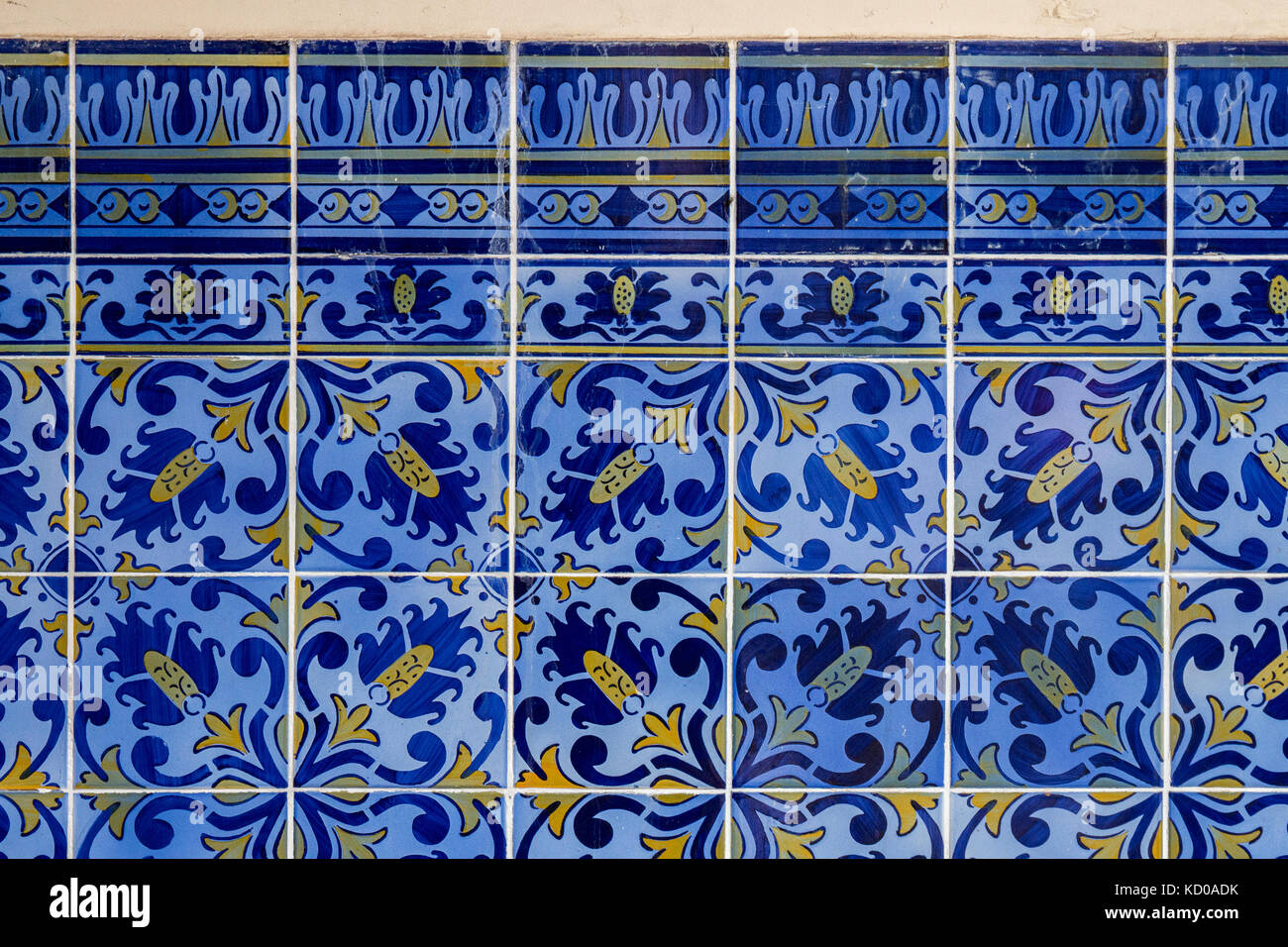 Close view of traditional portuguese azulejos (painted ceramic tilework ...