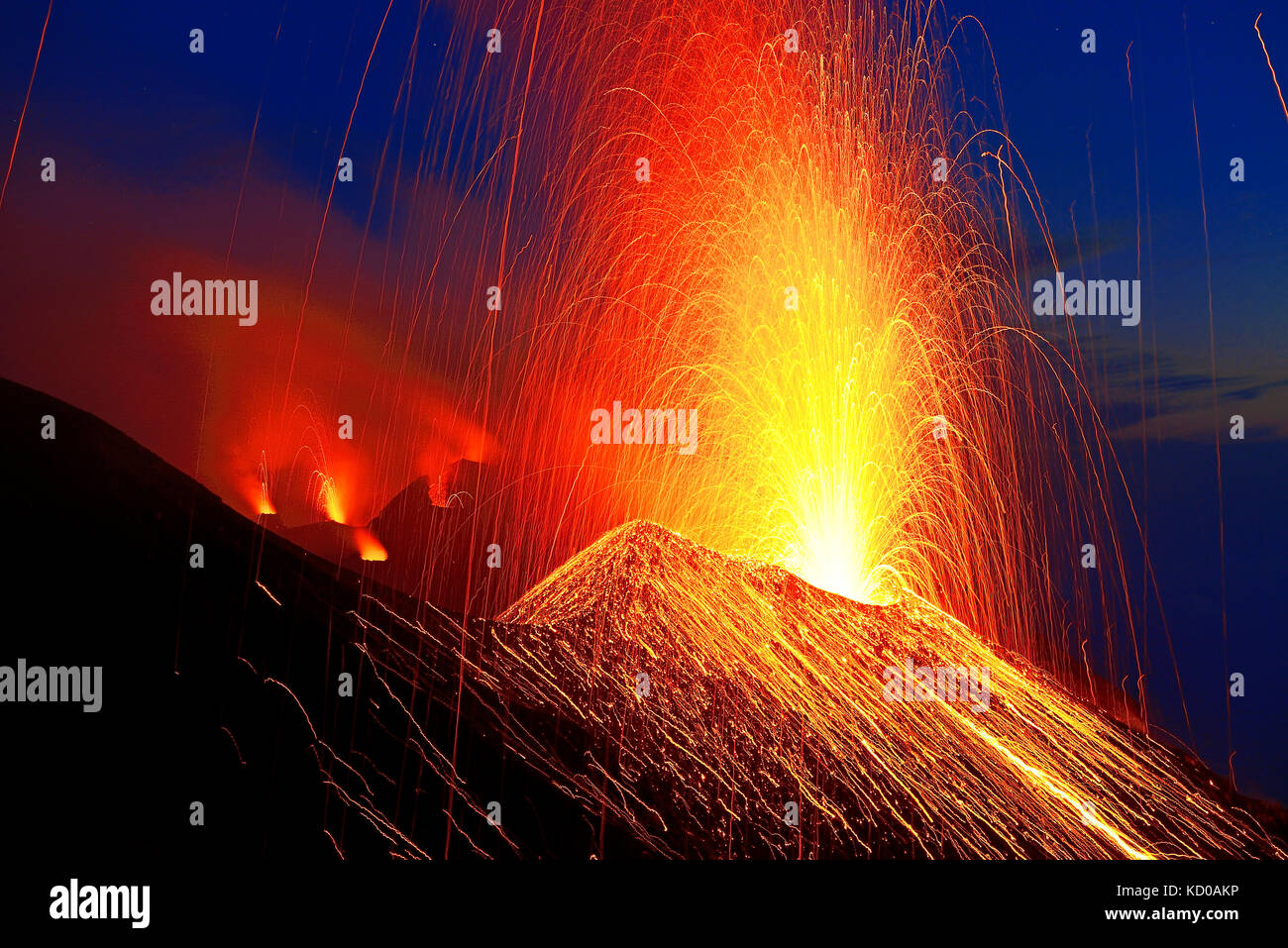 Volcanic eruption, Stromboli volcano, Stromboli Island, Lipari Islands ...