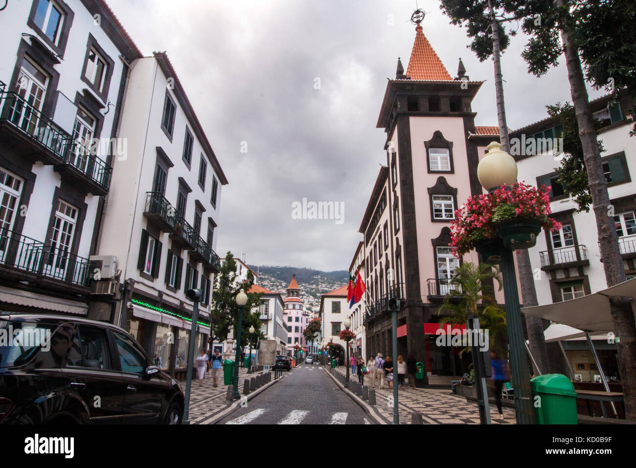 Funchal cityscape urban view on the daytime through the main streets ...