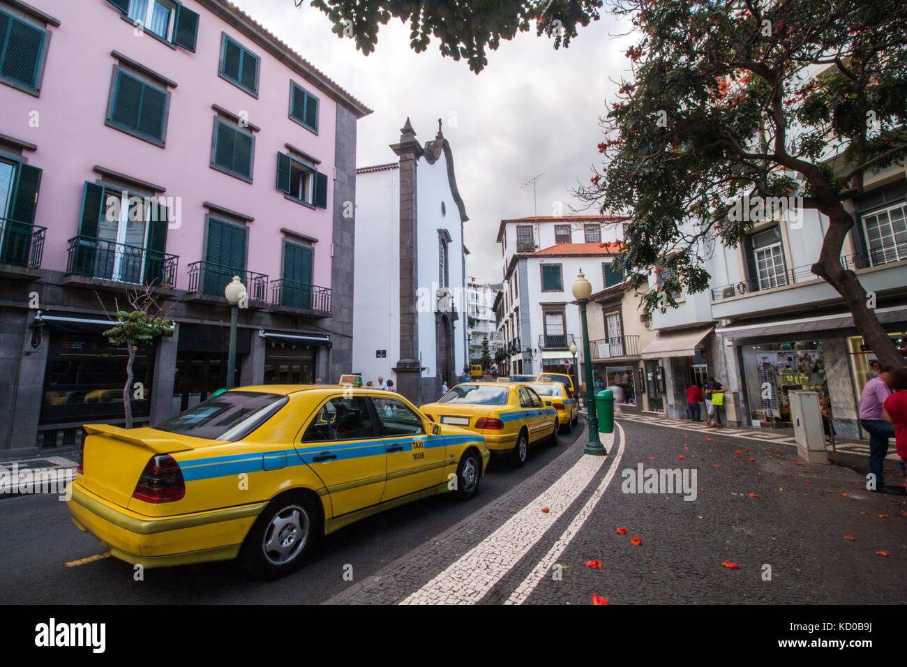 Funchal cityscape urban view on the daytime through the main streets ...