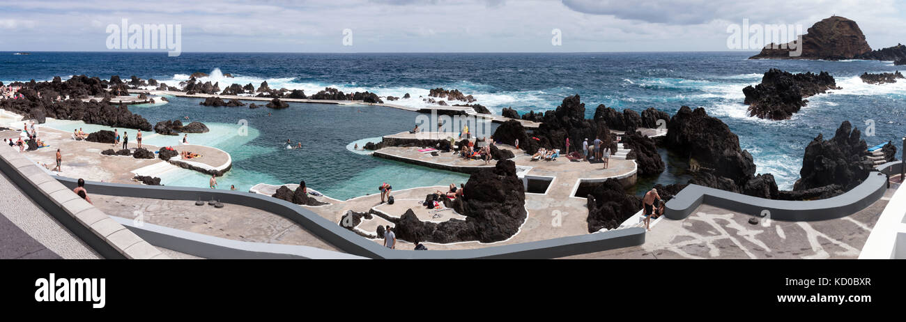 Porto Moniz natural volcanic water pools, located in Madeira island ...