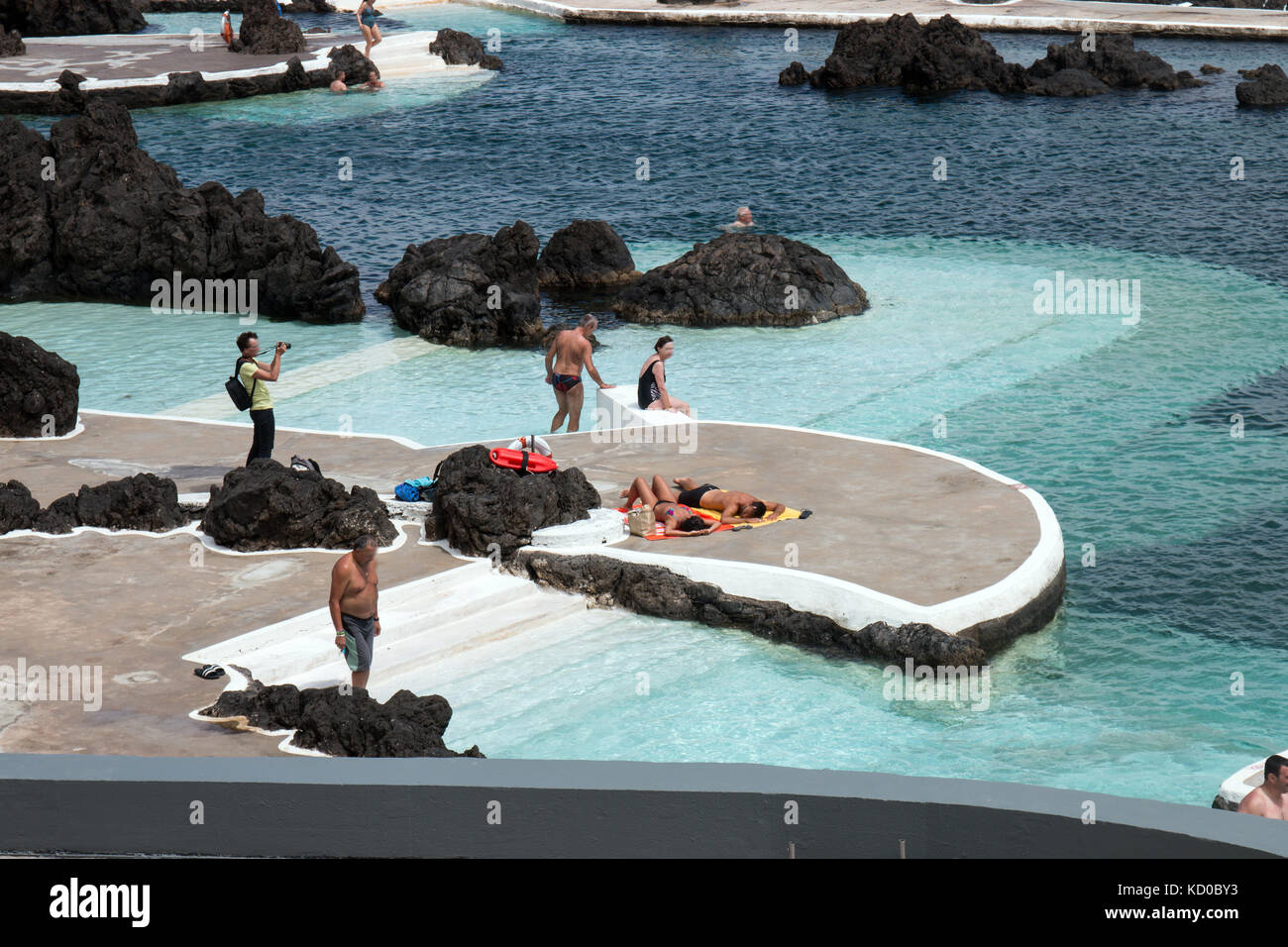Porto Moniz natural volcanic water pools, located in Madeira island ...