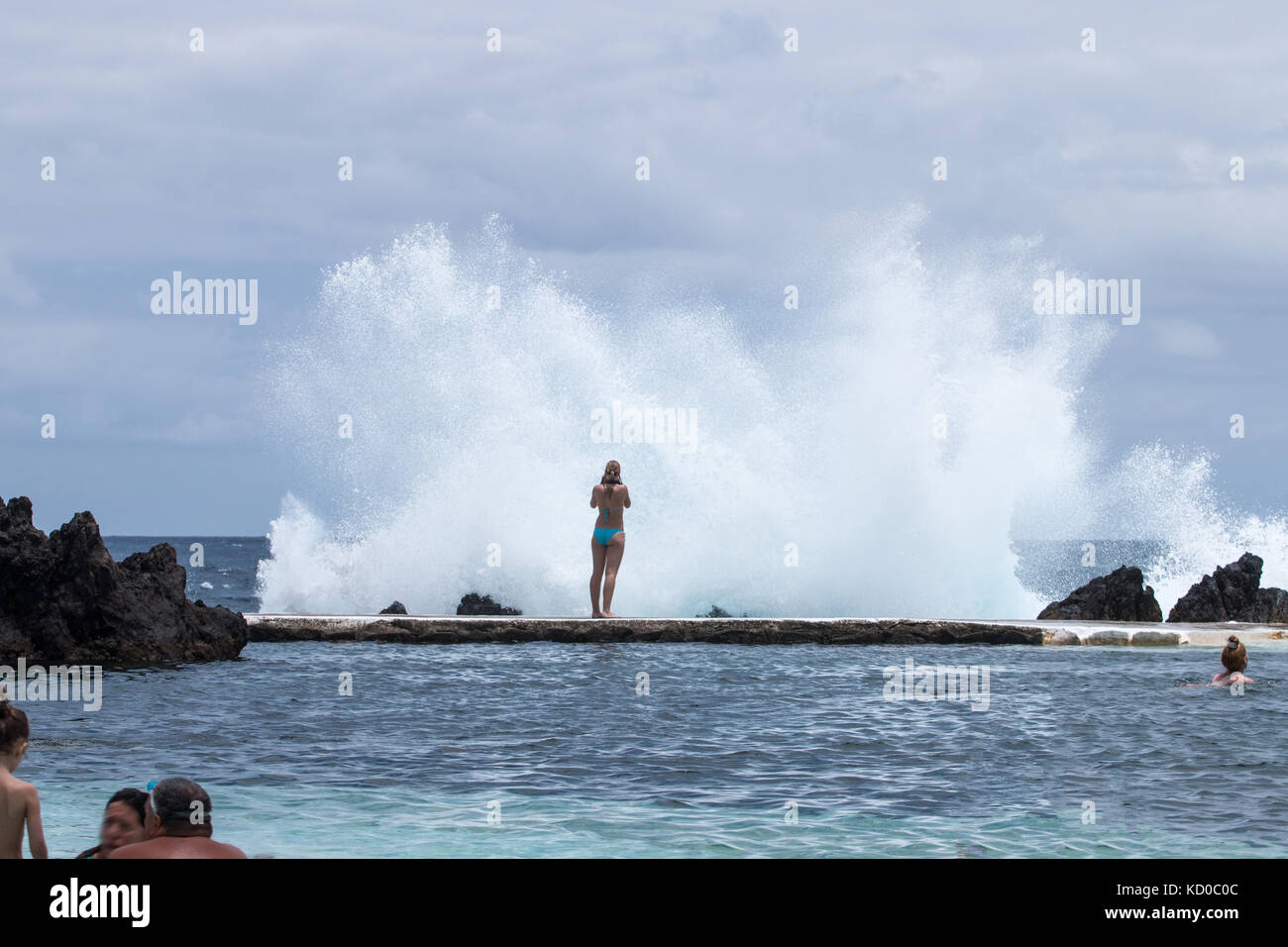 Porto Moniz natural volcanic water pools, located in Madeira island ...