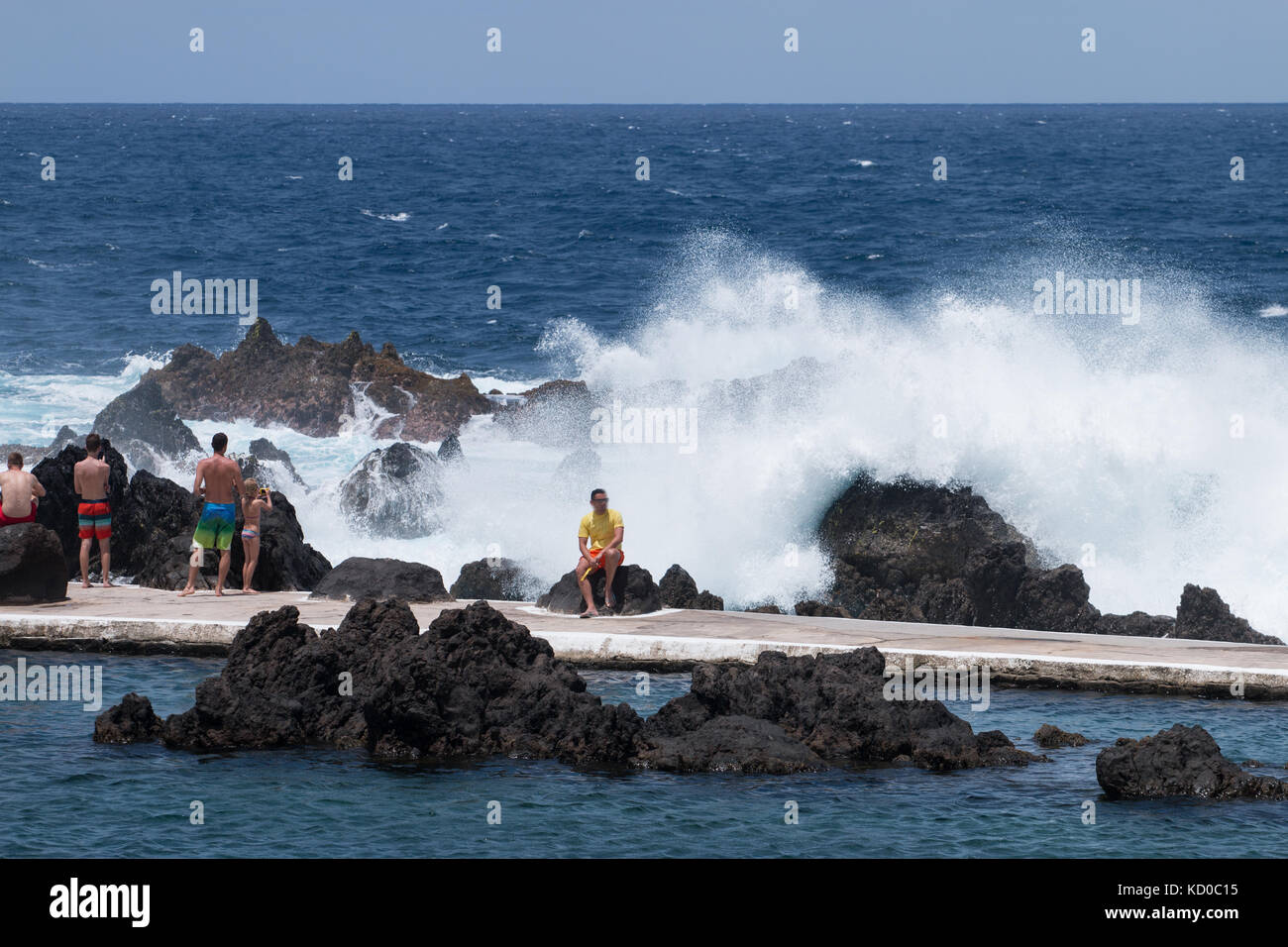 Porto Moniz natural volcanic water pools, located in Madeira island ...