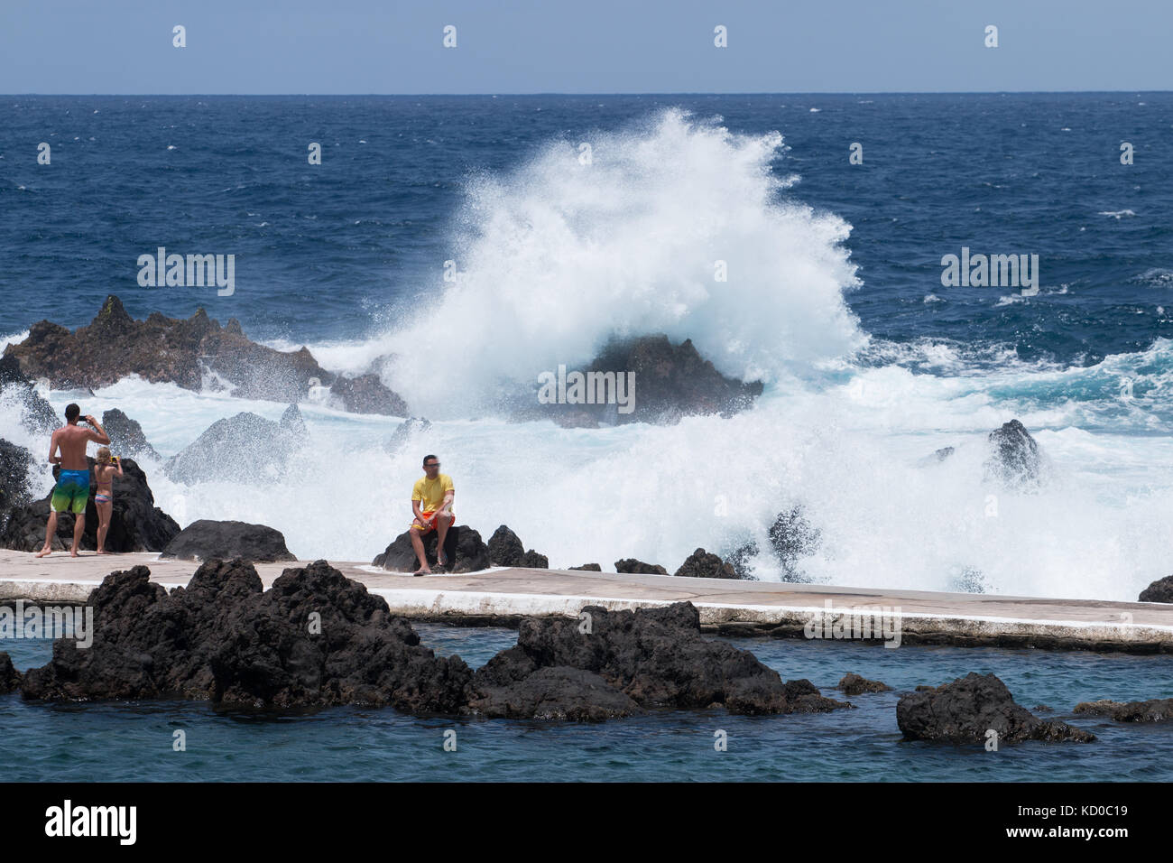 Porto Moniz natural volcanic water pools, located in Madeira island ...