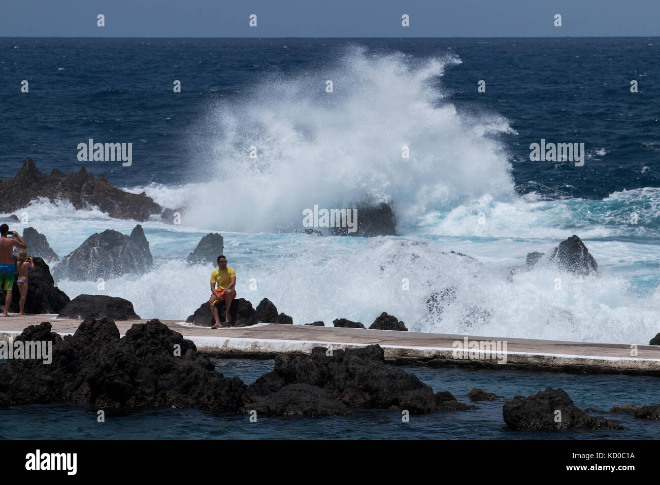 Porto Moniz natural volcanic water pools, located in Madeira island ...