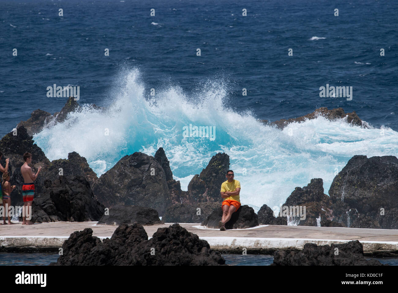 Porto Moniz natural volcanic water pools, located in Madeira island ...