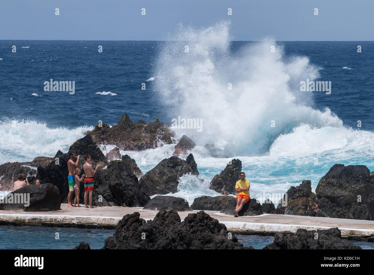 Porto Moniz natural volcanic water pools, located in Madeira island ...