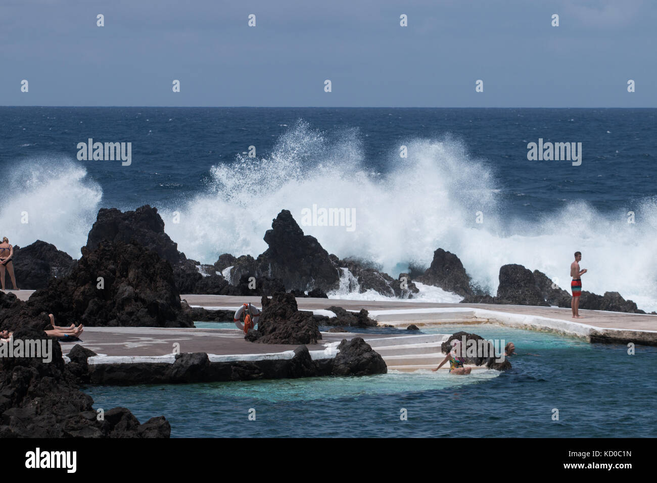 Porto Moniz natural volcanic water pools, located in Madeira island ...