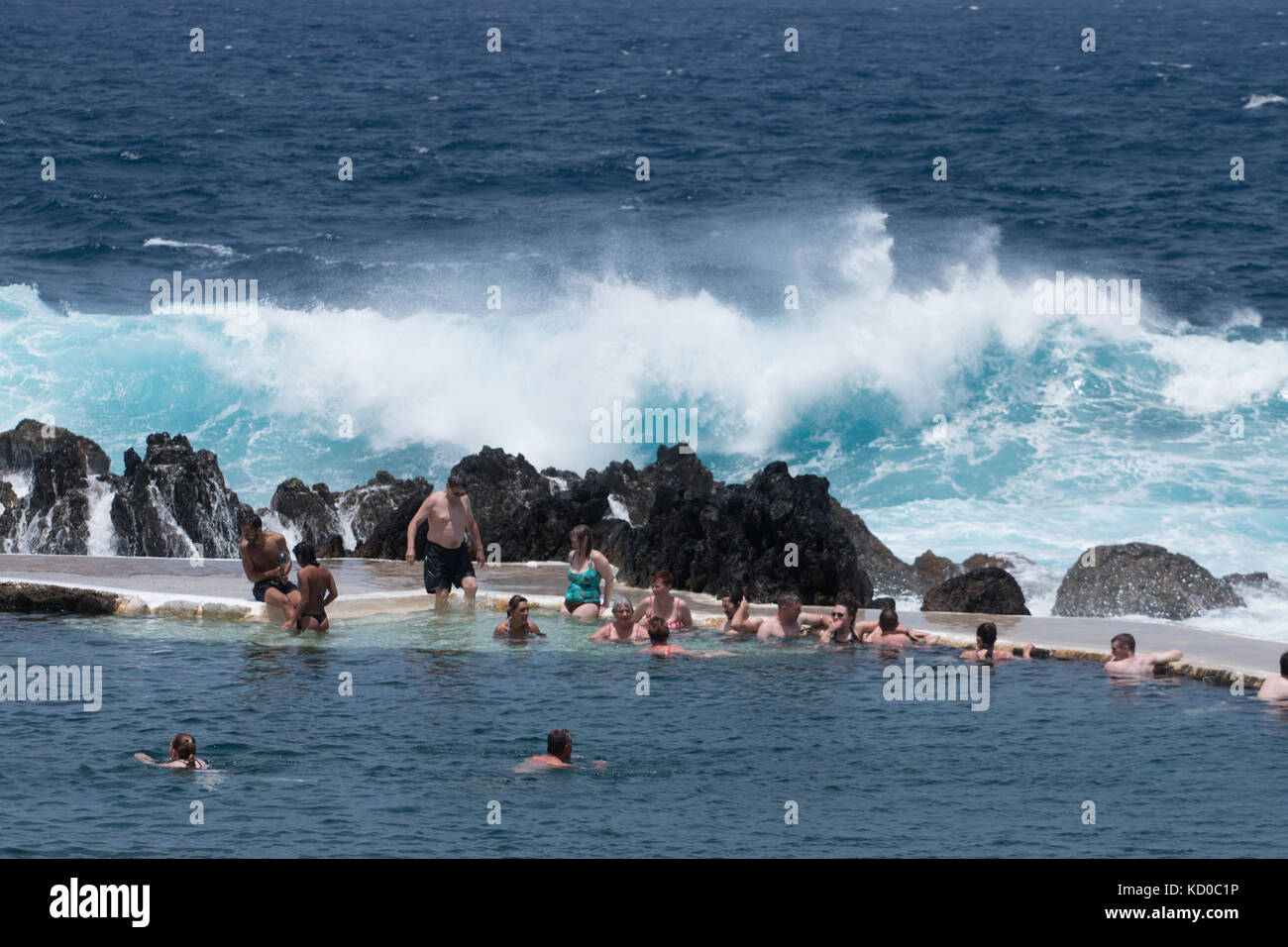 Porto Moniz natural volcanic water pools, located in Madeira island ...