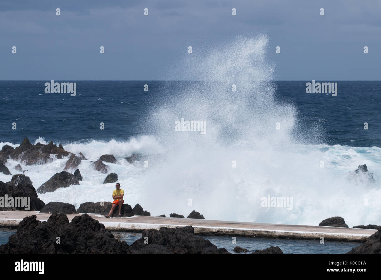 Porto Moniz natural volcanic water pools, located in Madeira island ...