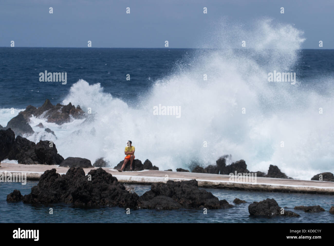 Porto Moniz natural volcanic water pools, located in Madeira island ...