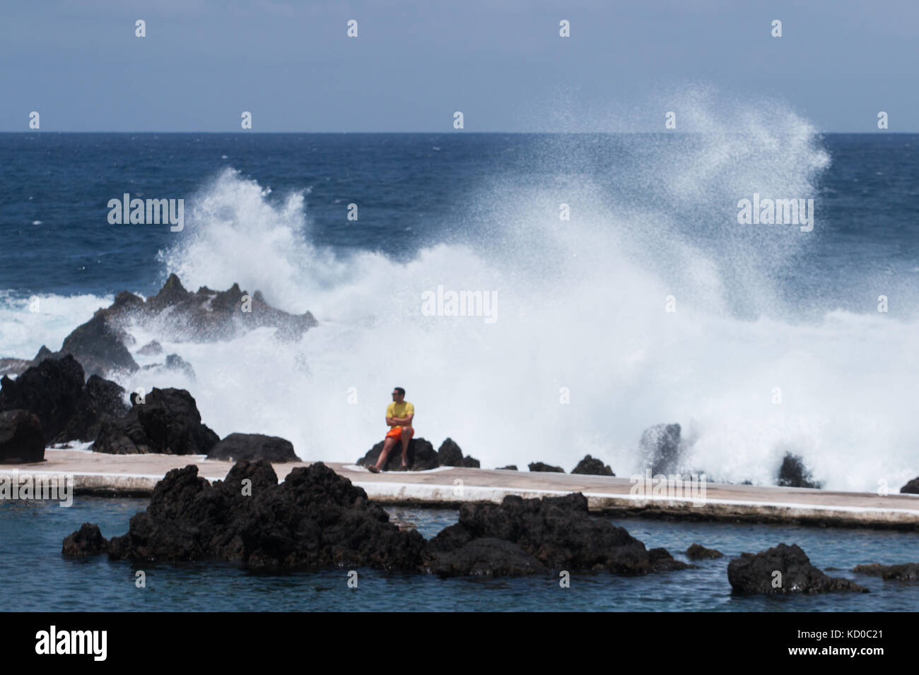 Porto Moniz natural volcanic water pools, located in Madeira island ...