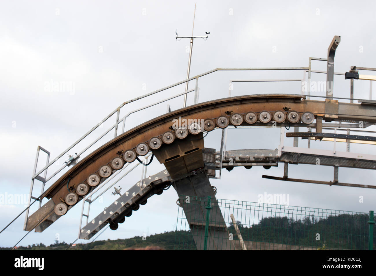 Aerial lift in Faja da Quebrada Nova, located in Madeira Island ...