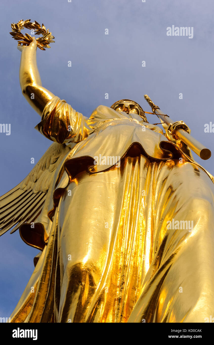 The statue of Victoria on the top of the Victory Column in Berlin ...