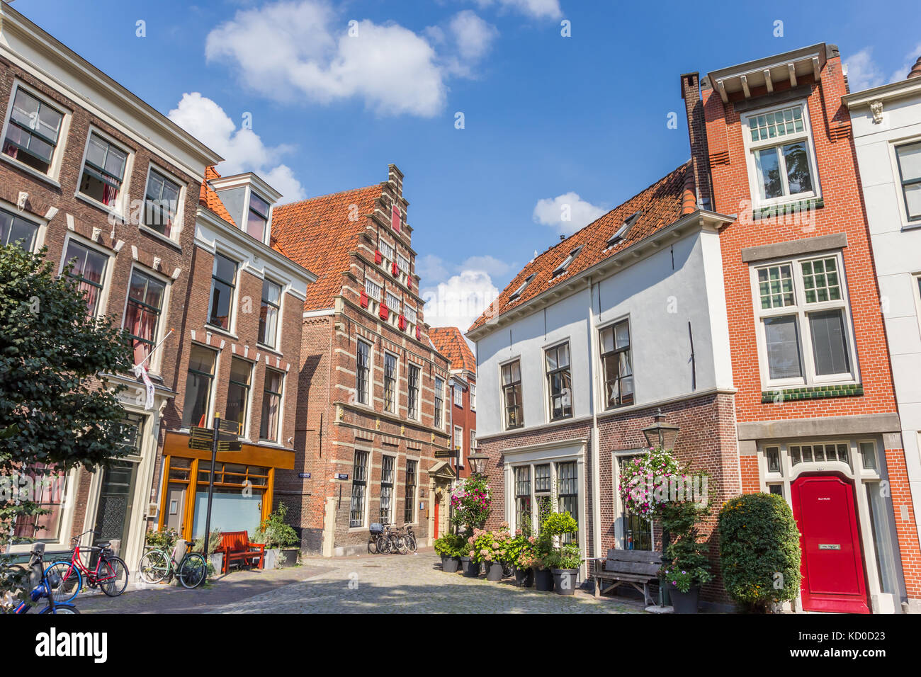 Colorful houses in the historic center of Leiden, Netherlands Stock ...