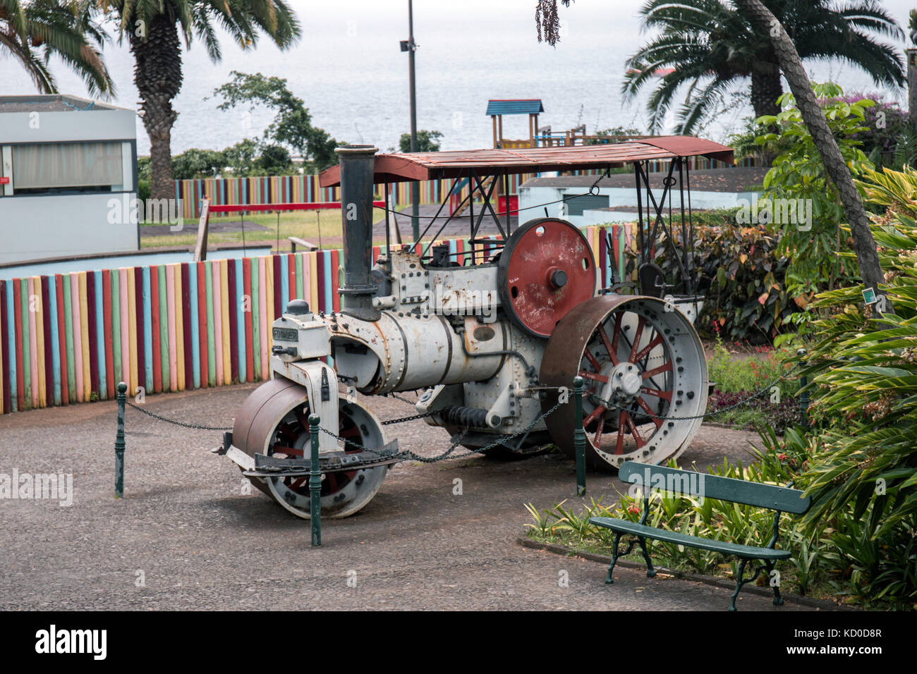 Old steam cylinder on Park Santa Catarina, Funchal, Madeira island ...