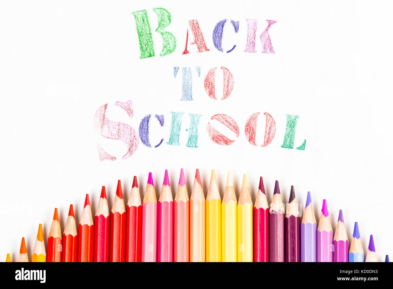 message " Back to School " with color pencil Stock Photo - Alamy