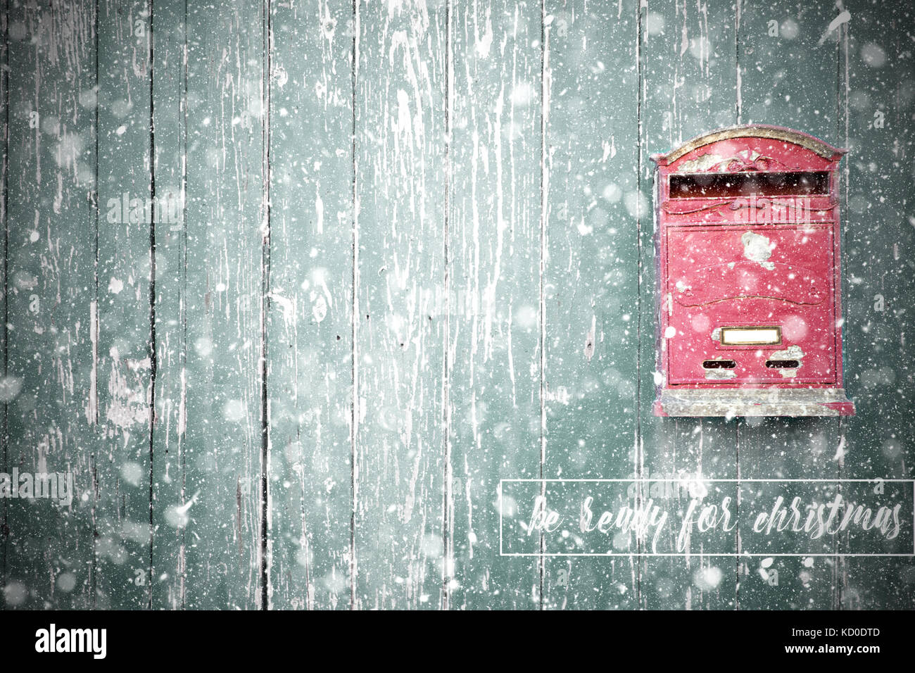 Red letter box with snow Stock Photo - Alamy