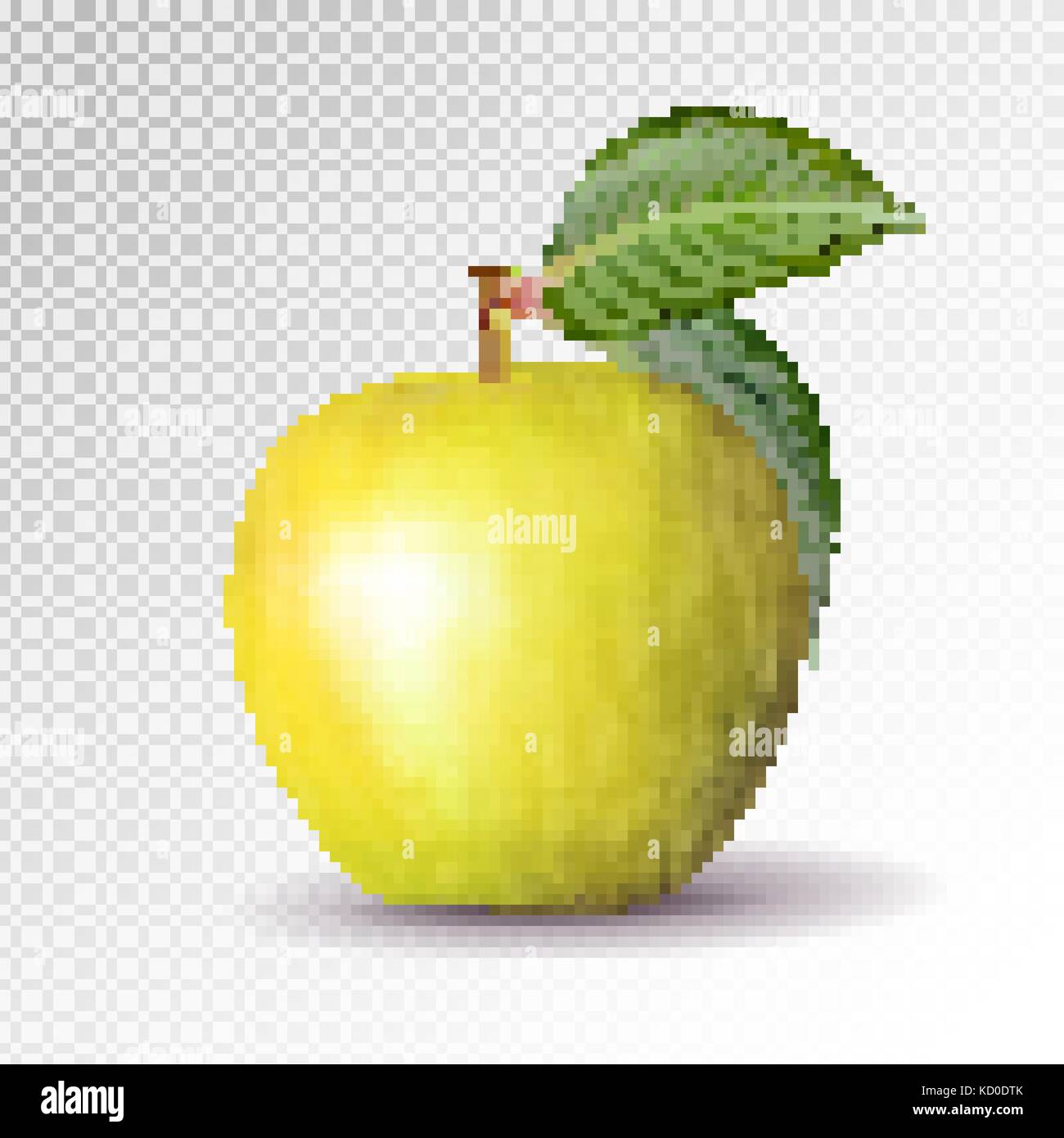 Yellow apple isolated on transparent background. Vector, 3D Stock ...